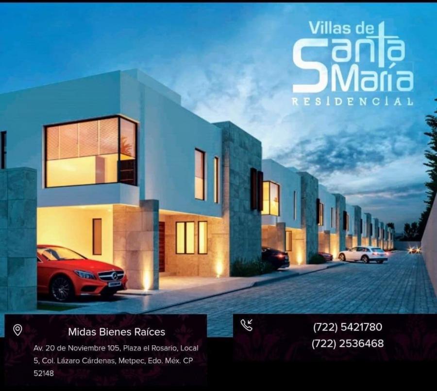 Villas de Santa Maria Excelente ubicacion Metepec y San Mateo - CAV297367